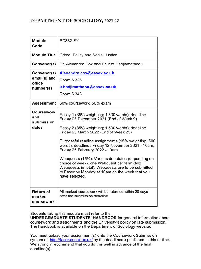 SC382 Module Outline Final 2021-22 | PDF | Domestic Violence | Violence