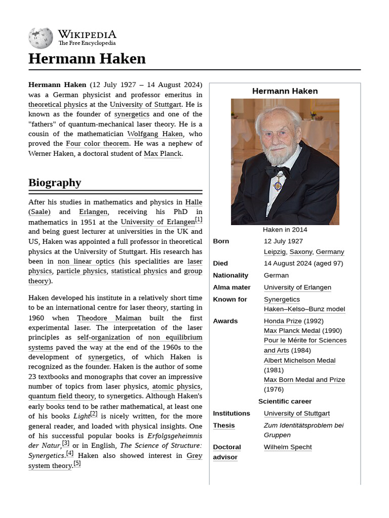 Hermann_Haken | PDF | Theoretical Physics | Quantum Mechanics