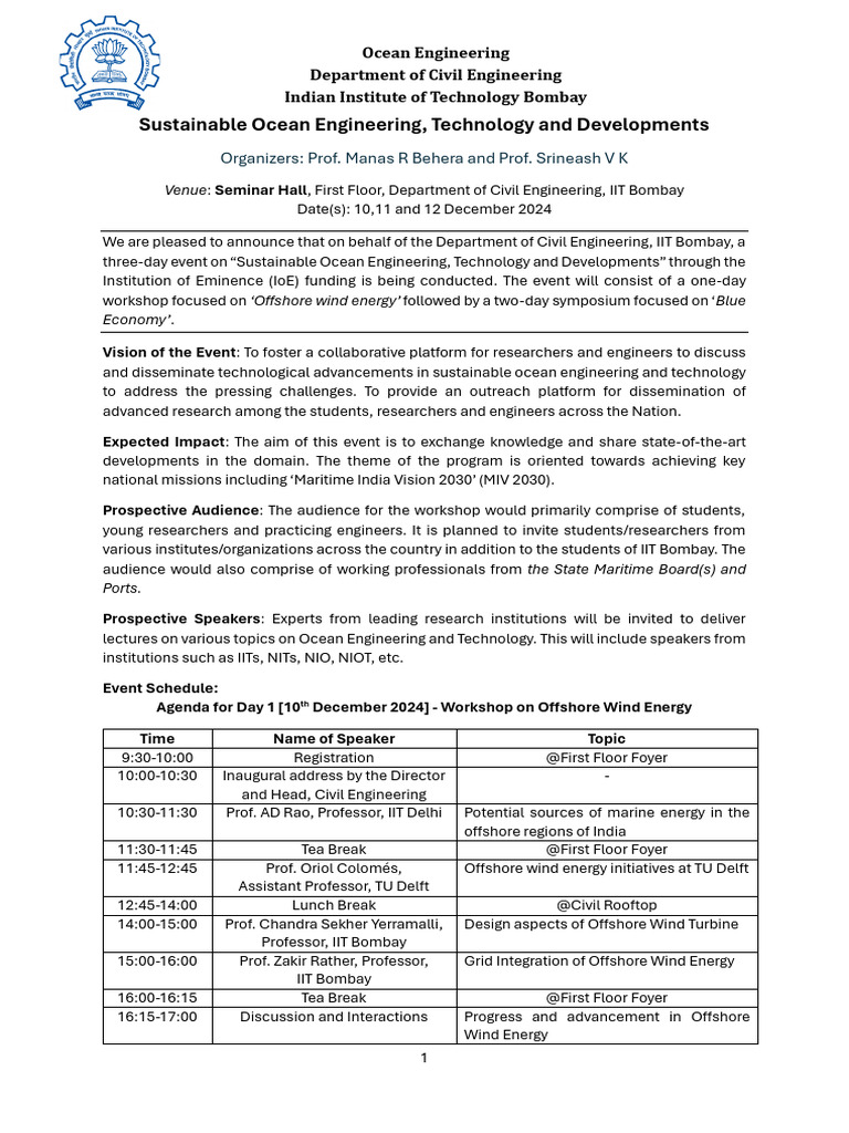 OE IITB Dec2024 Sympo Schedule | PDF