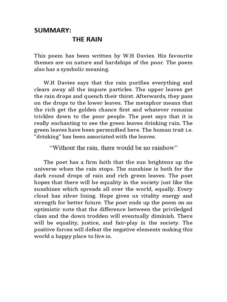 THE RAIN Summary | PDF