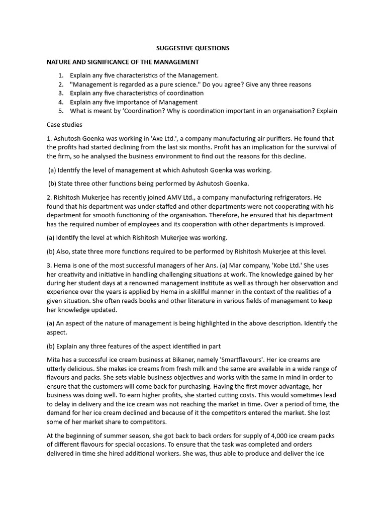 Suggestive Questions Chapter 1 and 2 | PDF | Business Economics | Economies