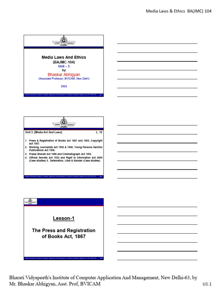 Media Laws and Ethics - Unit-3 - 0 | PDF | Governance | Copyright
