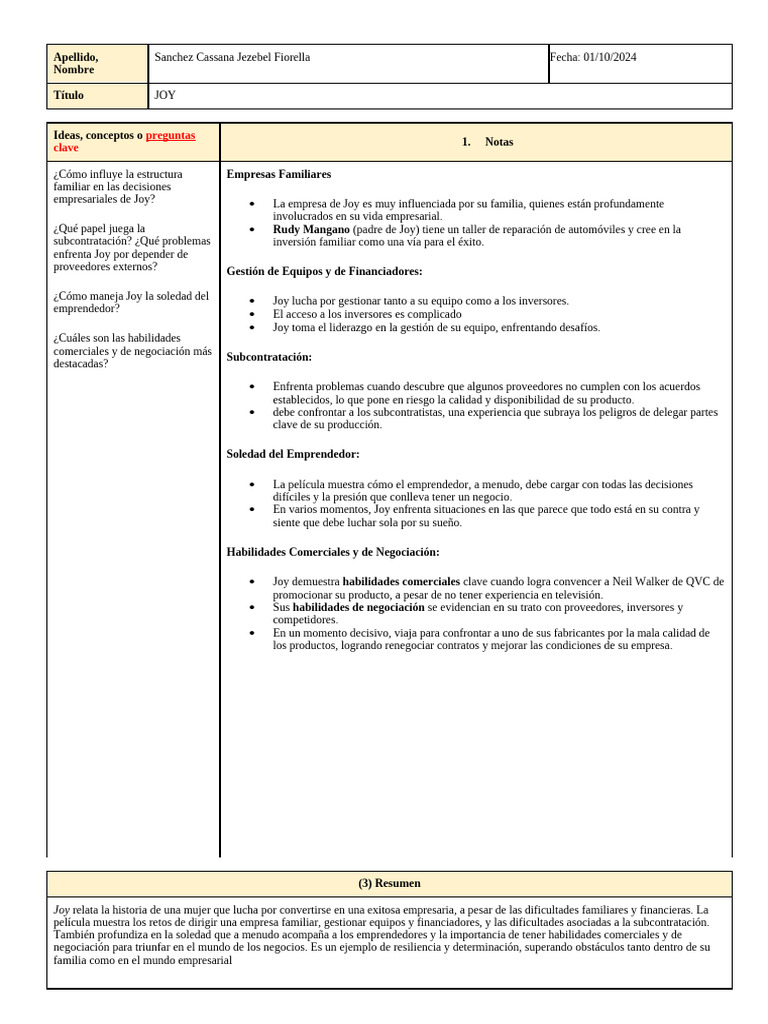 Desafíos Empresariales de Joy | PDF | Iniciativa empresarial | Outsourcing