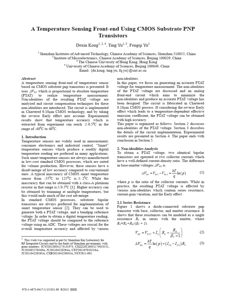 A Temp Sensing Front-End Using CMOS Substrate PNP Transistors | PDF ...
