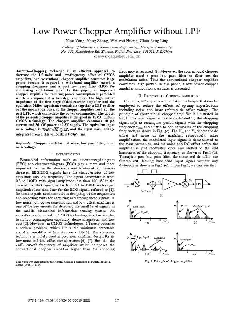 Low Power Chopper Amplifier Design | PDF | Amplifier | Operational ...