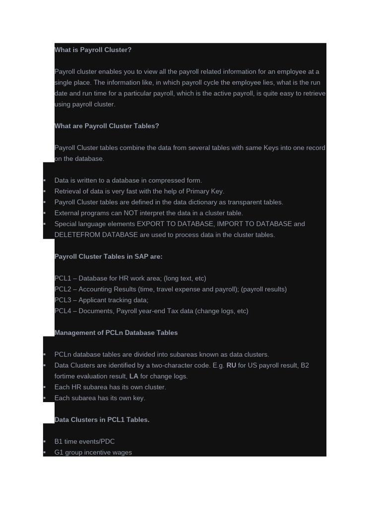 What Is Payroll Cluster Pdf Payroll Databases