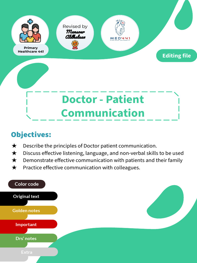 12-Doctor- Patient Communication | PDF | Nonverbal Communication ...