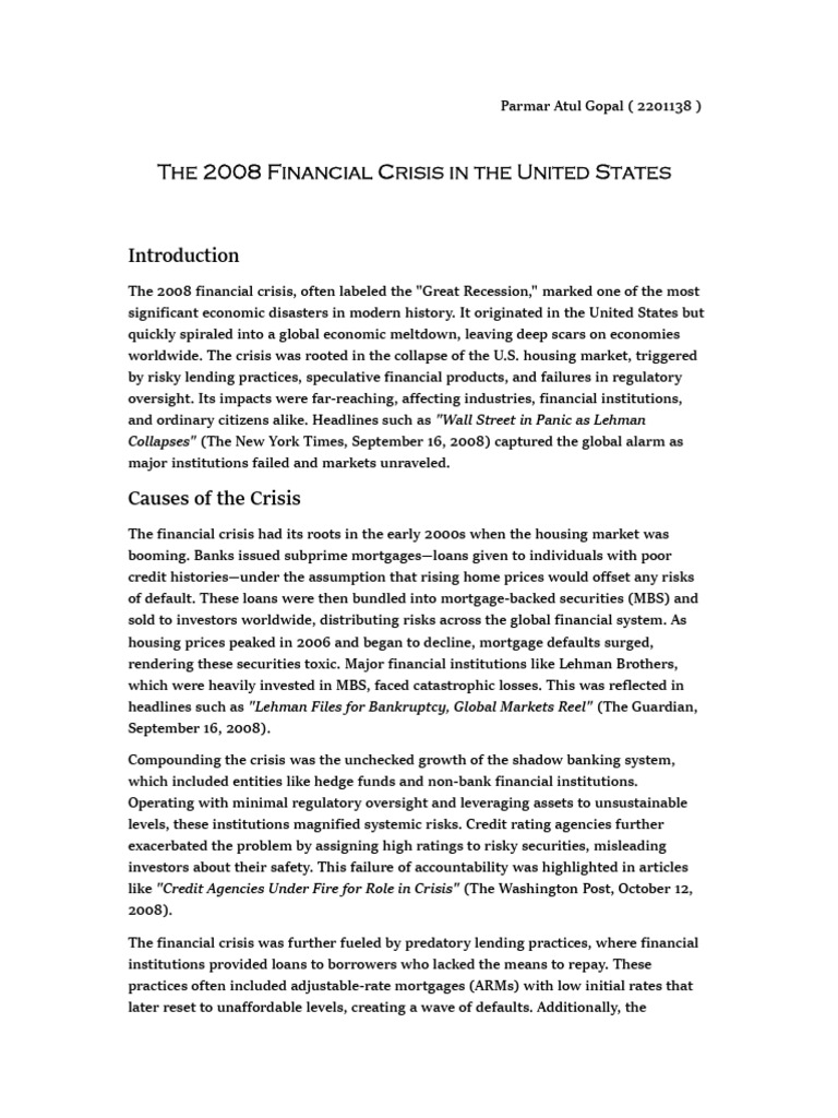 caseStudy_2201138 | PDF | Financial Crises | Troubled Asset Relief Program