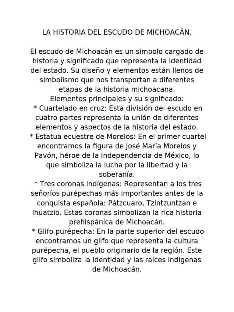 Historia y Simbolismo del Escudo de Michoacán | PDF