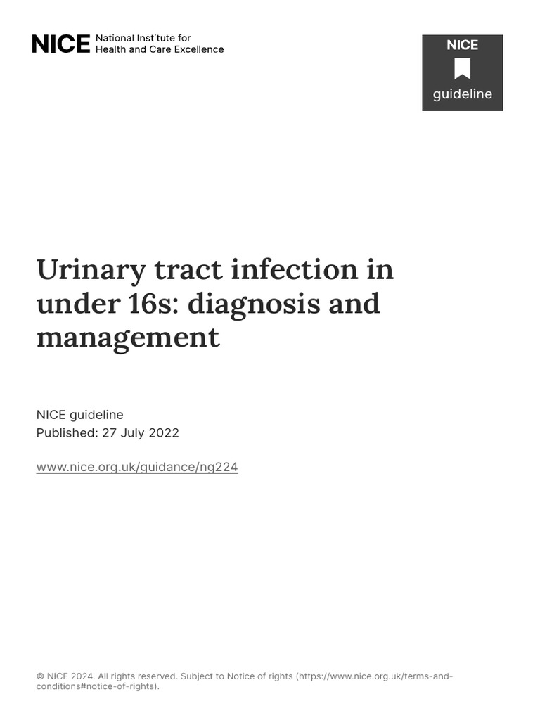 Urinary Tract Infection in Under 16s Diagnosis and Management PDF ...
