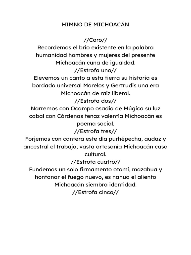 Himno de Michoacán | PDF