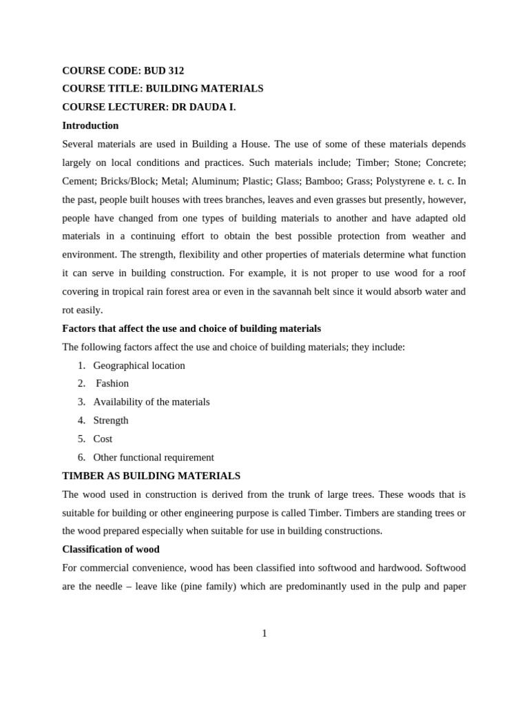Building Materials Course Overview | PDF | Cement | Polystyrene