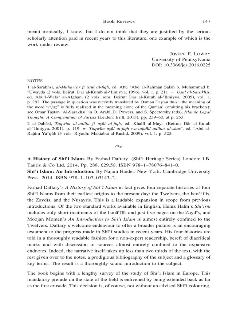 Review A History of Shii Islam by Farhad | PDF | Shia Islam | Isma'ilism