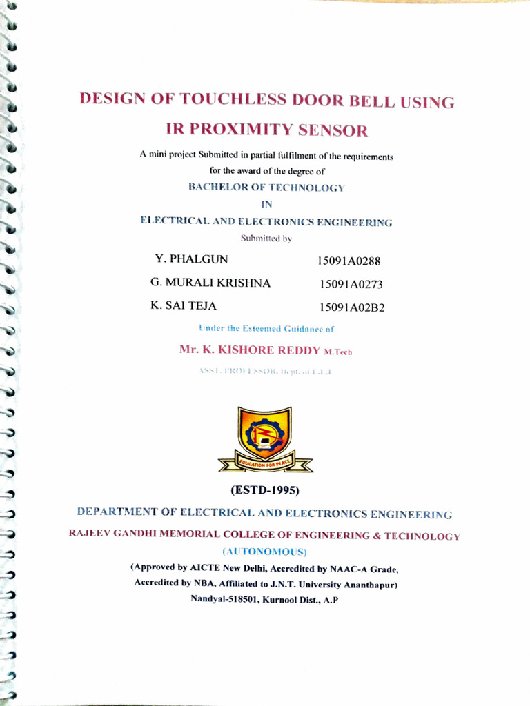 2018-19-Eee-Design of Touchless Door Bell Using Ir Proximity Sensor - 3 ...