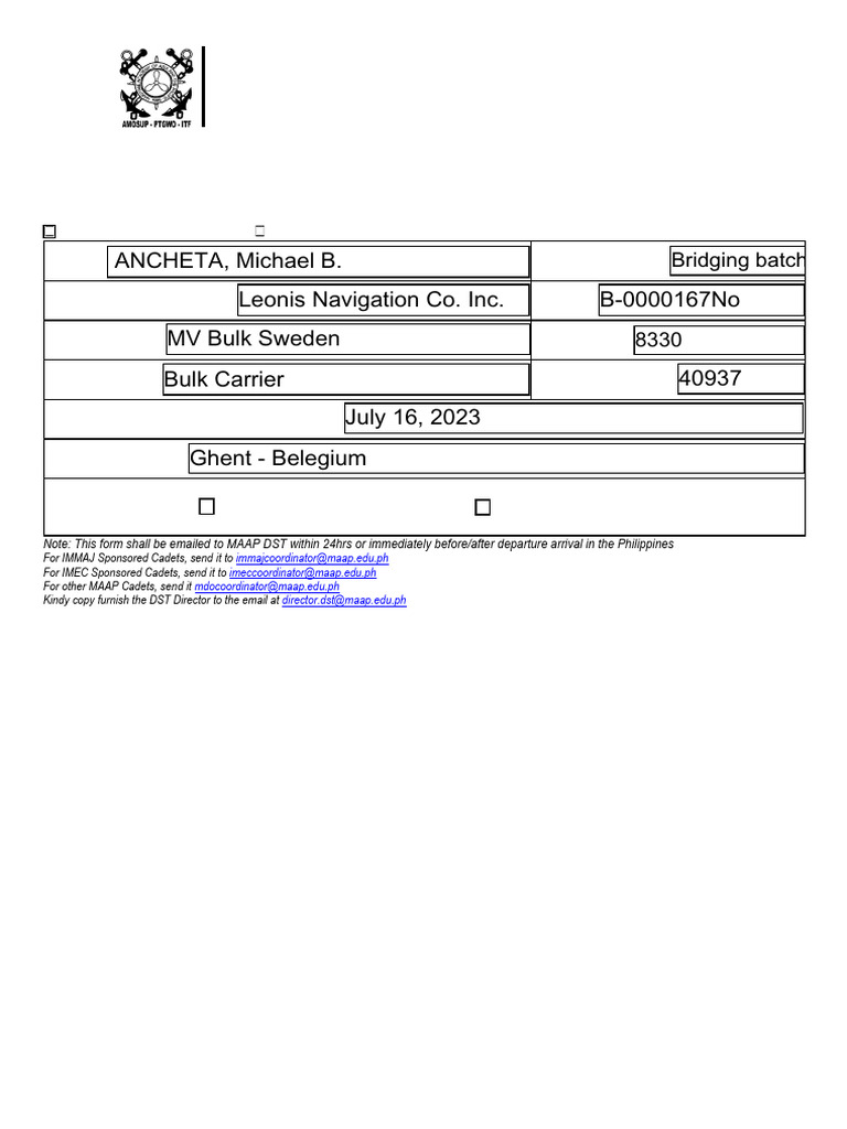 Embarkation/Disembarkation Form Guide | PDF