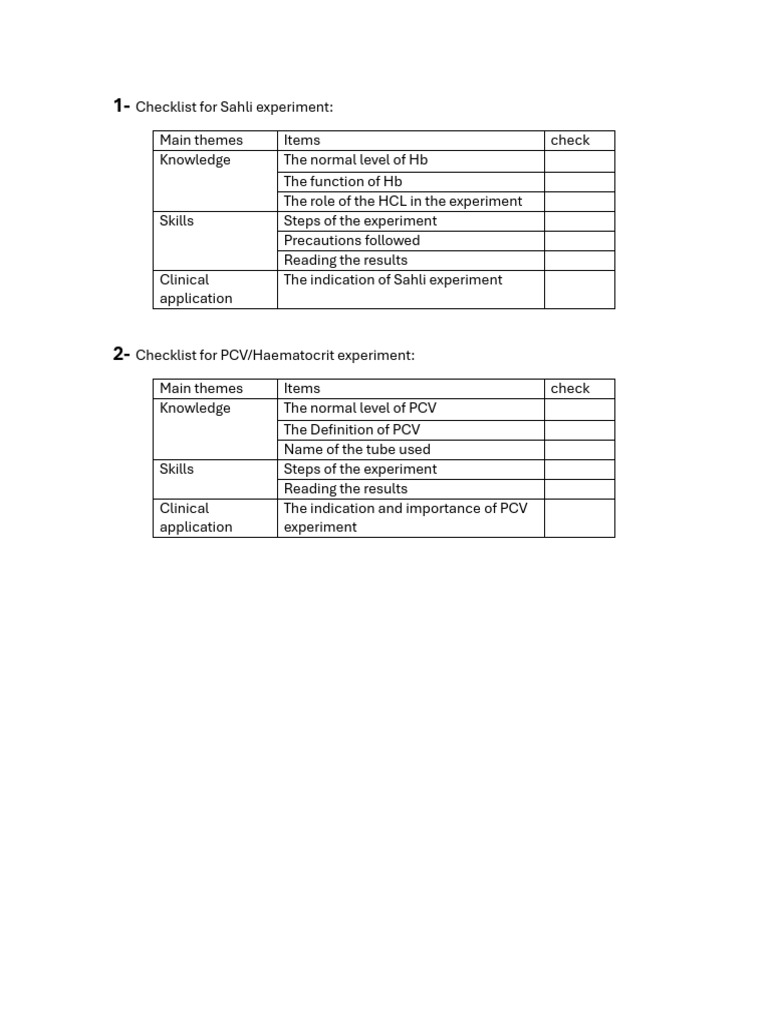 Section1 Checklist | PDF