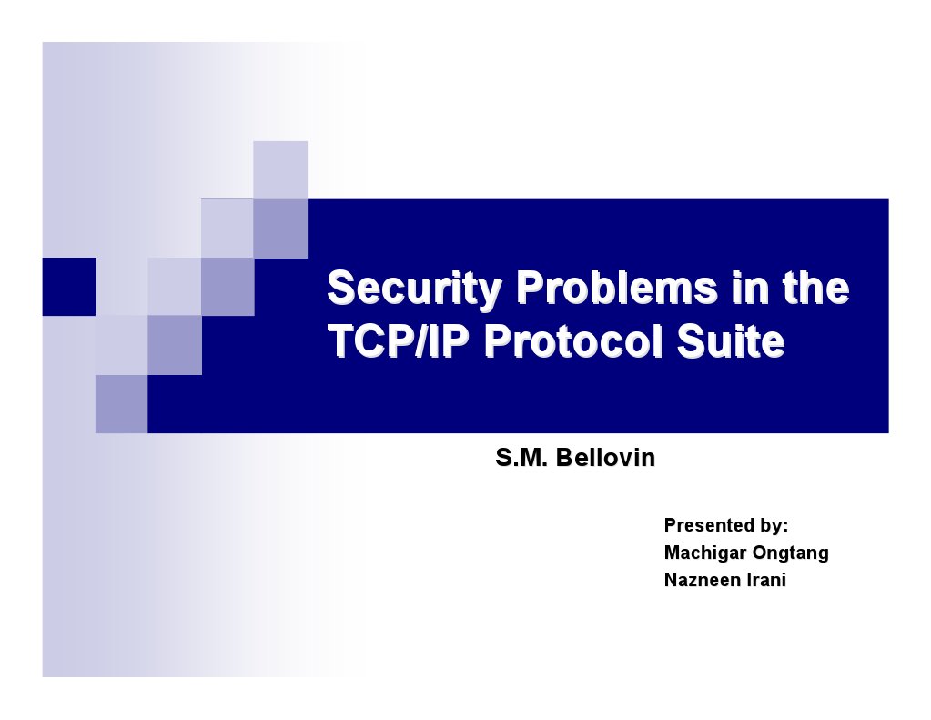 Security Problems In The Tcp Ip Protocol Suite Download Free Pdf Transmission Control