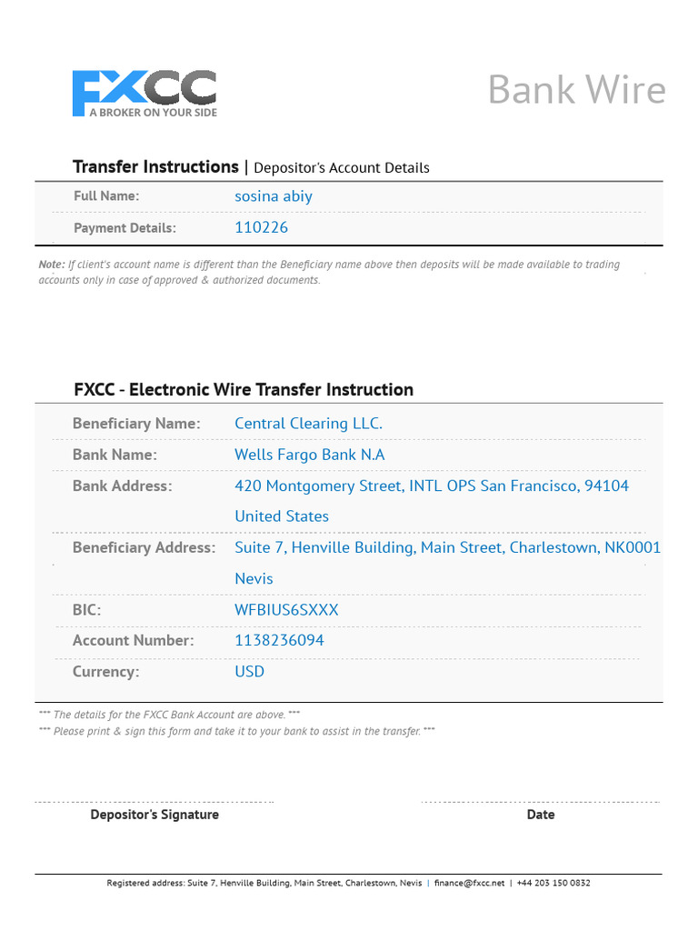 Chase Bank Wire Transfer Instructions | PDF