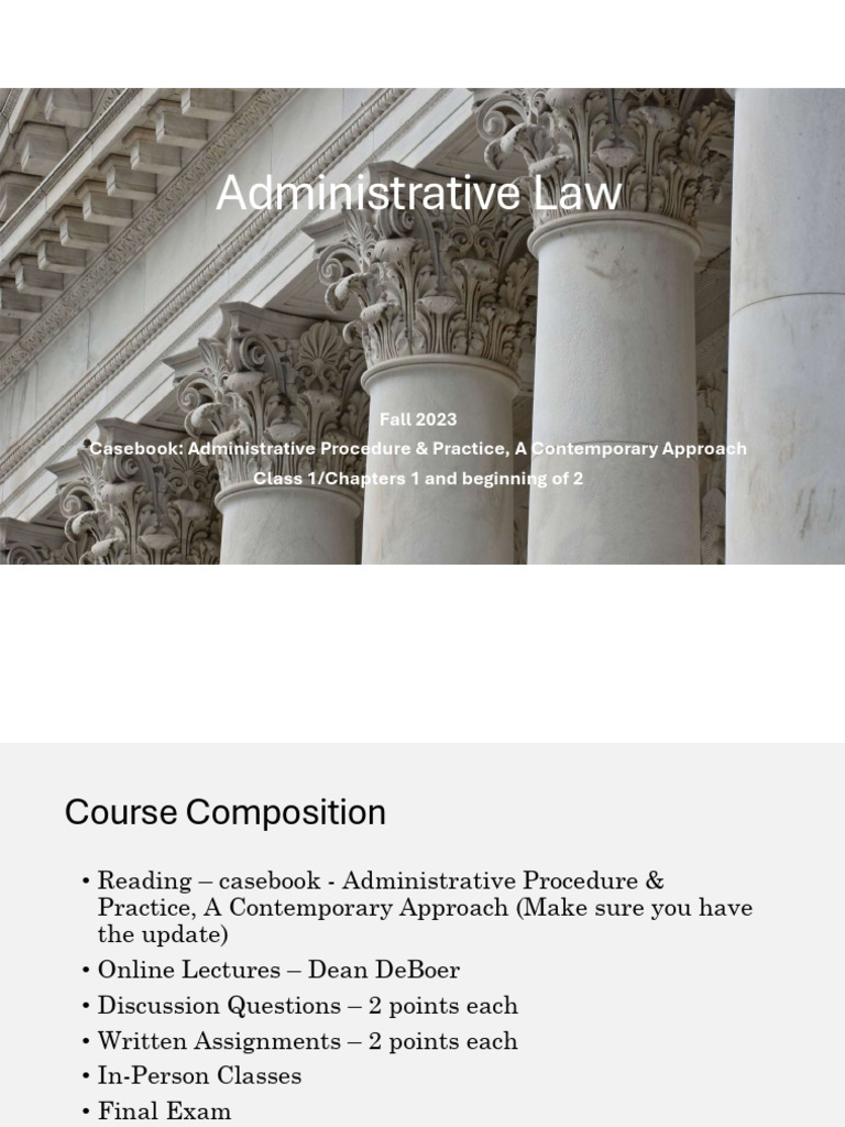 Class 1 Slides | PDF | Standard Of Review | Administrative Procedure Act