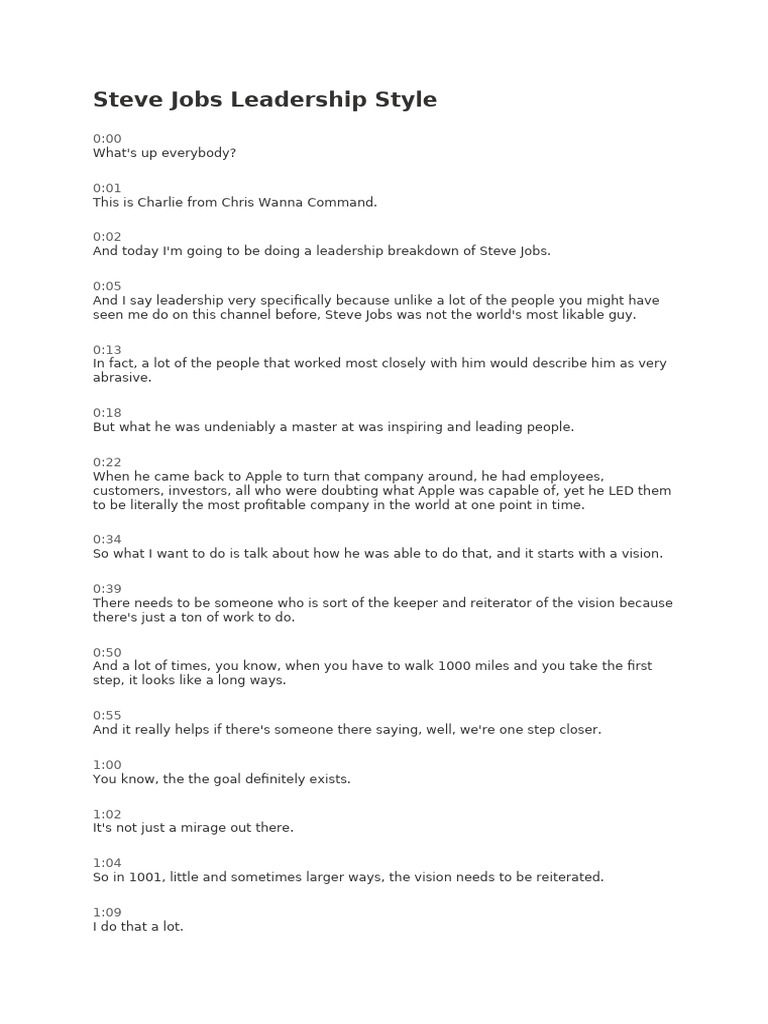 Steve Jobs' Inspiring Leadership Style | PDF | Steve Jobs | Apple Inc.