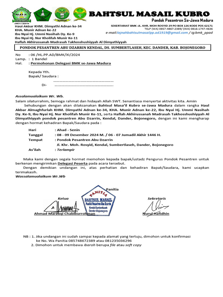 Delegasi BMK 2024 Pp. Abu Dzarrin | PDF