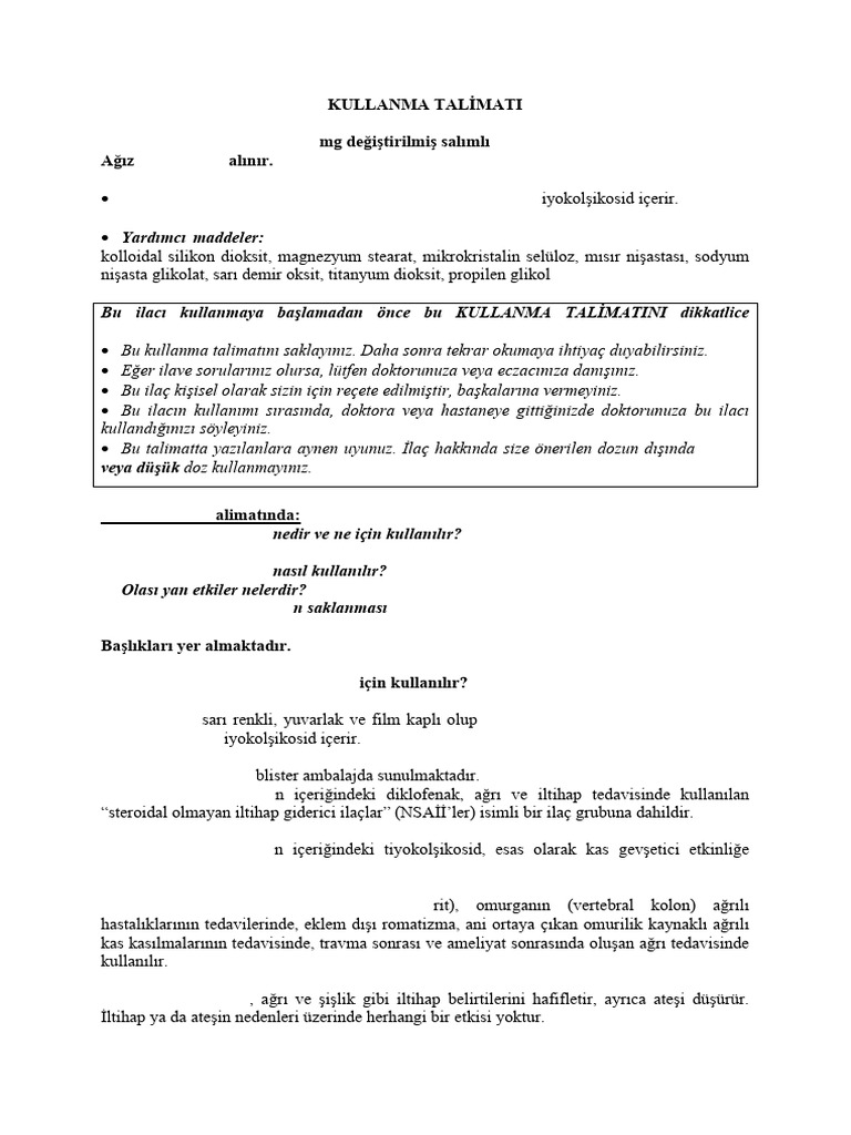 Muscoflex Duo 75 MG 8 MG Degistirilmis Salimli Tablet KT | PDF