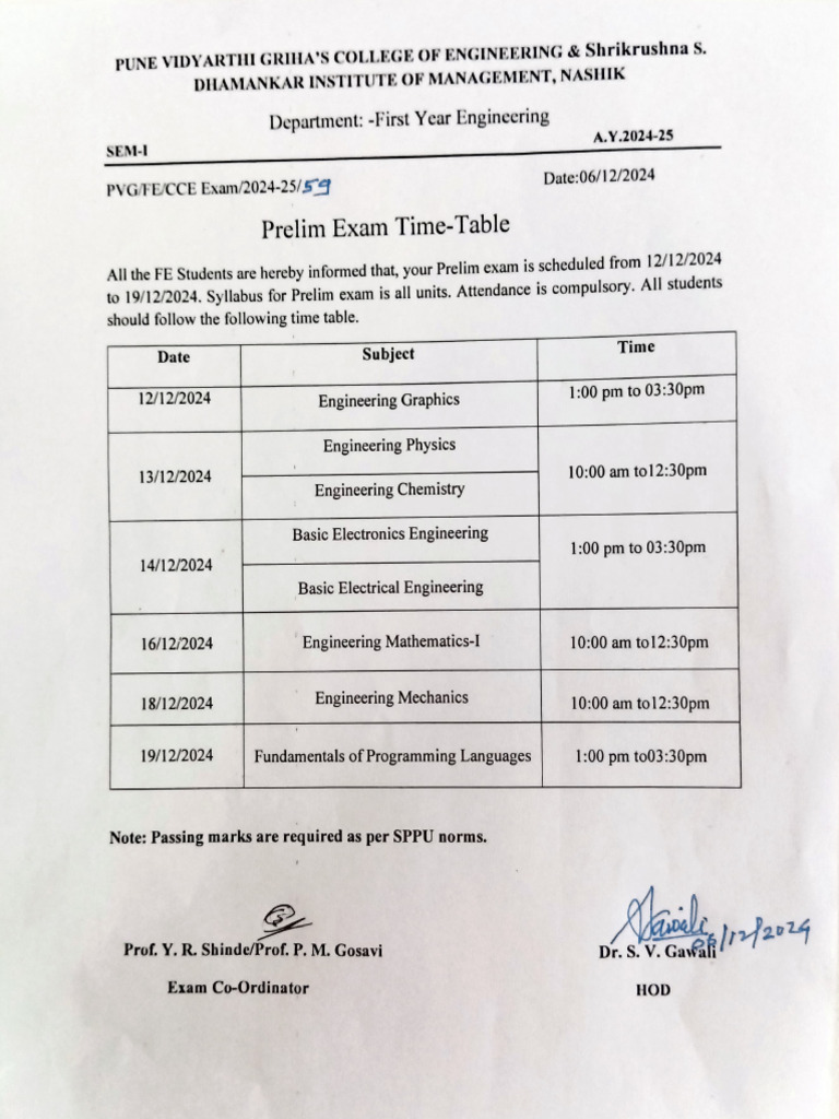 Prelim Timetable | PDF