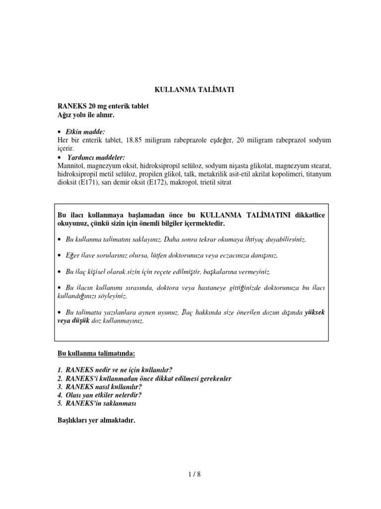 4029 Raneks 20 MG Enterik Tablet KT | PDF