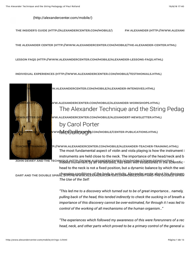 The Alexander Technique On Paul Rolland Method | PDF | Violin | String ...