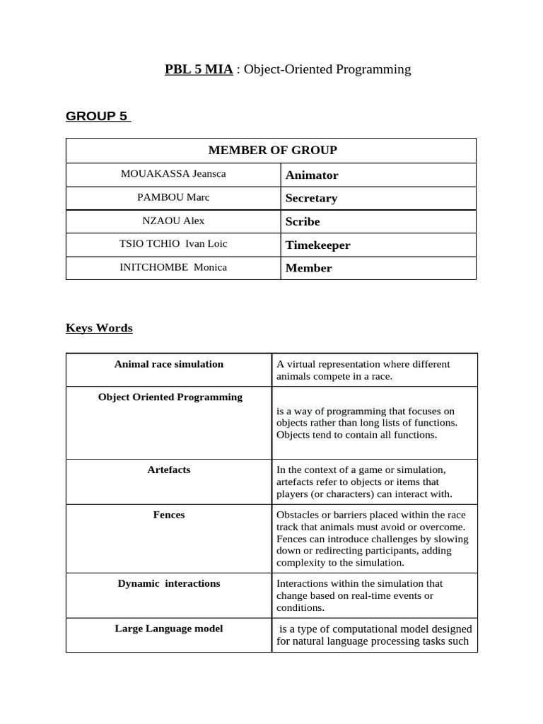 MIA PBL 5 (Animal Race Simulation) | PDF | Simulation | Object Oriented ...
