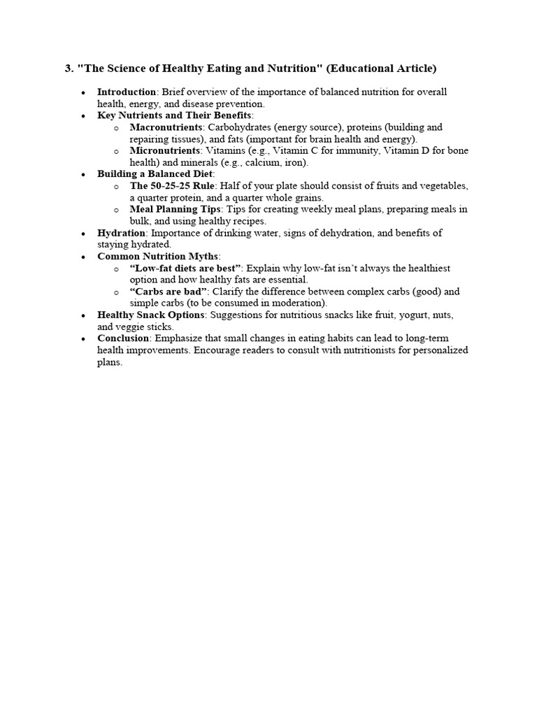 The Science of Healthy Eating and Nutrition | PDF