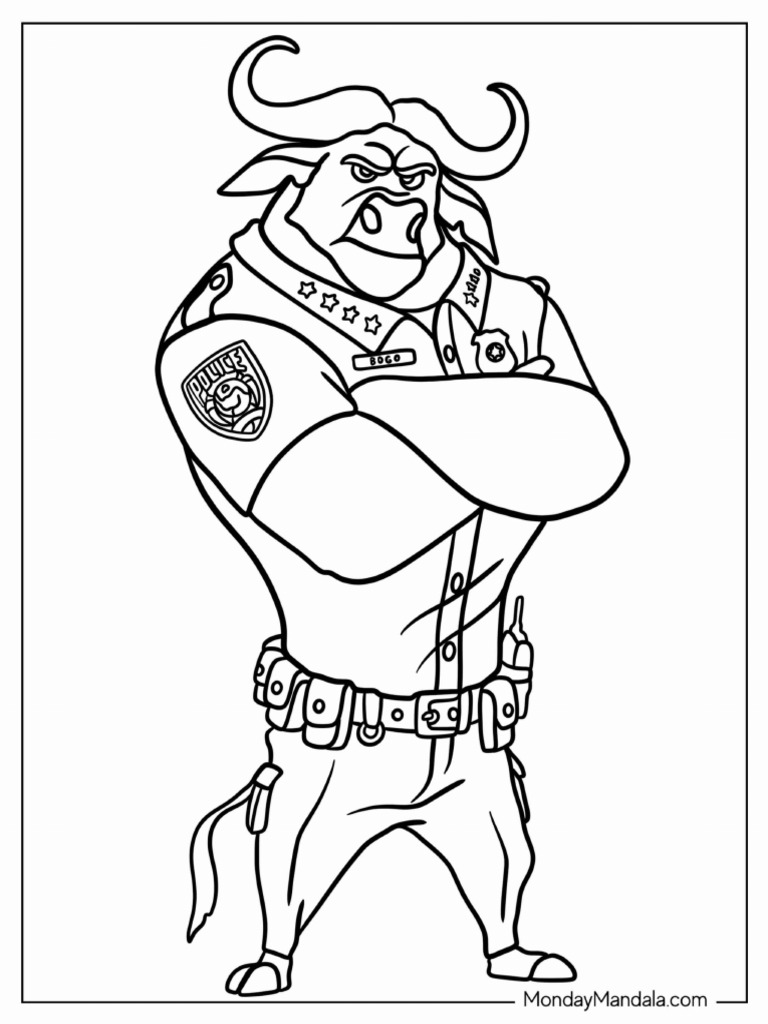 Scary Chief Bogo Outline Coloring Sheet | PDF