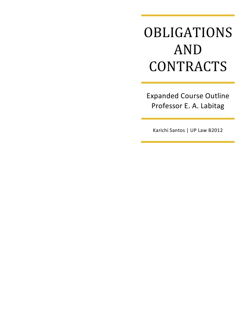 Obligations and Contracts Reviewer - Kaichi E. Santos | PDF