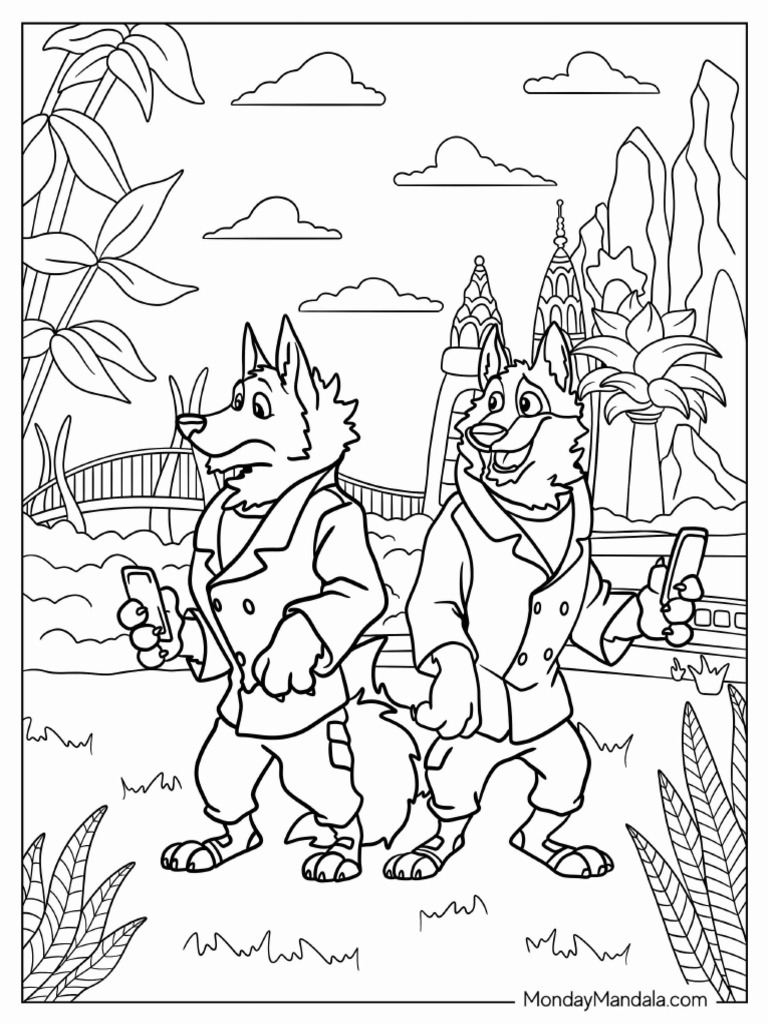 Zootopia Wolf Guards Coloring Page | PDF