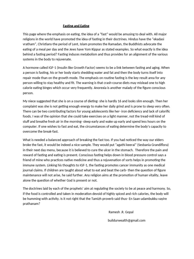 Eating Out Articles | PDF | Fasting | Eating