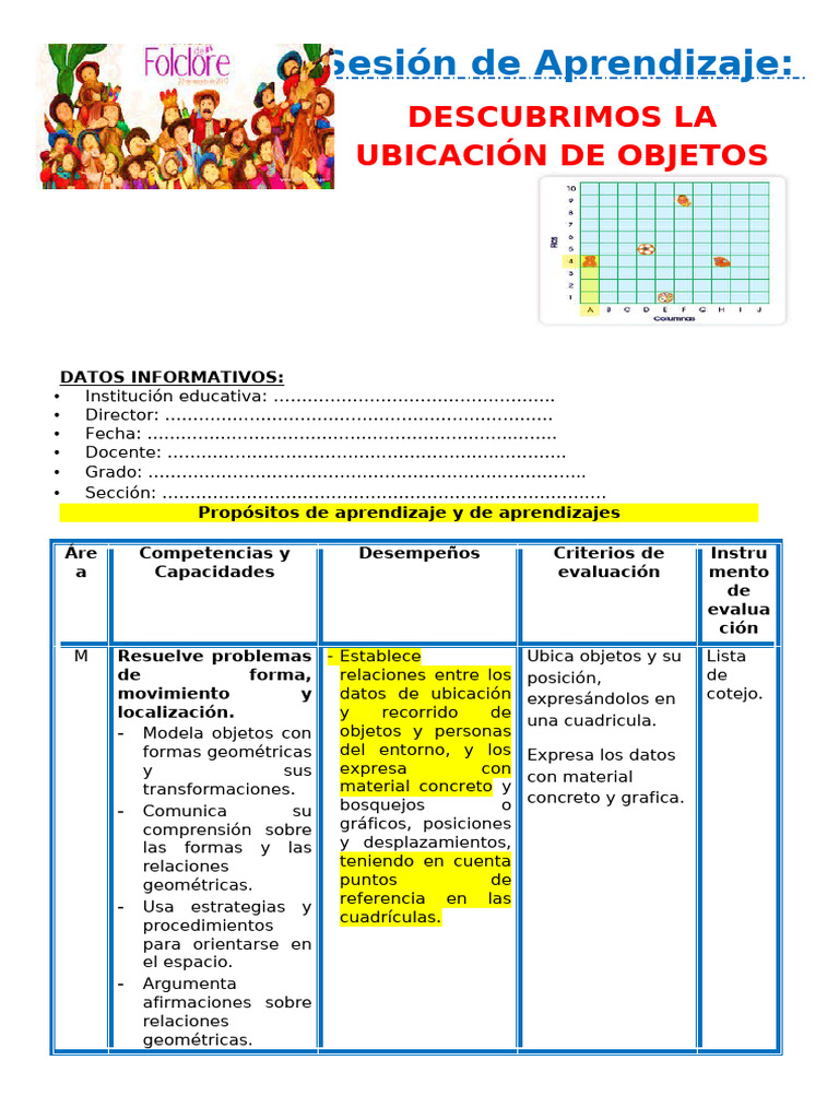 2° Sesión Día 3 Mat Descubrimos La Ubicación de Objetos | PDF | Evaluación