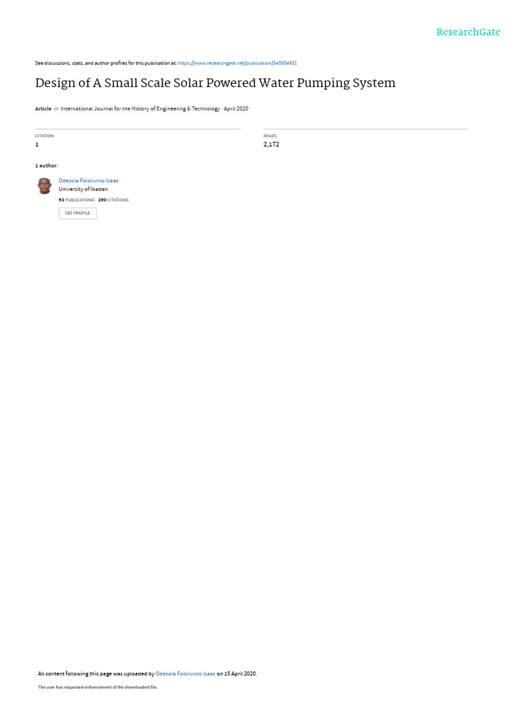 Design of A Small Scale Solar Powered Water Pumping System | PDF ...