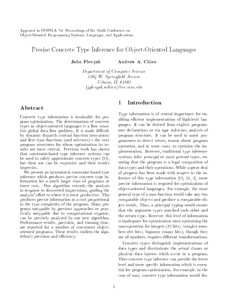 Type Inference for OOP Languages | PDF | Variable (Computer Science) | Object Oriented Programming