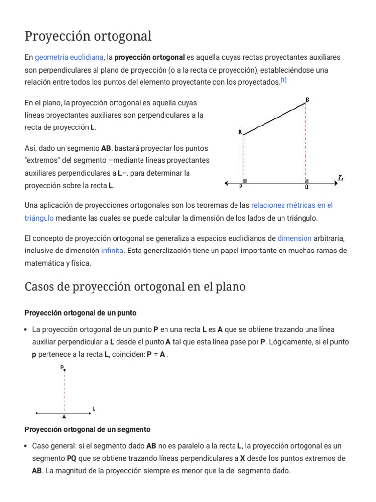 Proyección ortogonal - Wikipedia, la enciclopedia libre | PDF ...