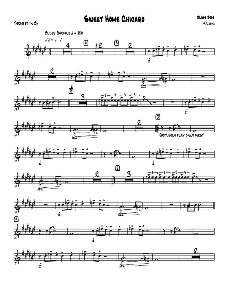 Sweet Home Chicago - Trumpet in BB | PDF