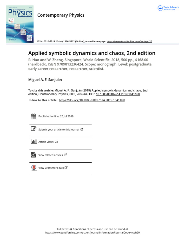 Applied Symbolic Dynamics And Chaos 2nd Edition 1 Pdf Dynamical System Luminiferous Aether