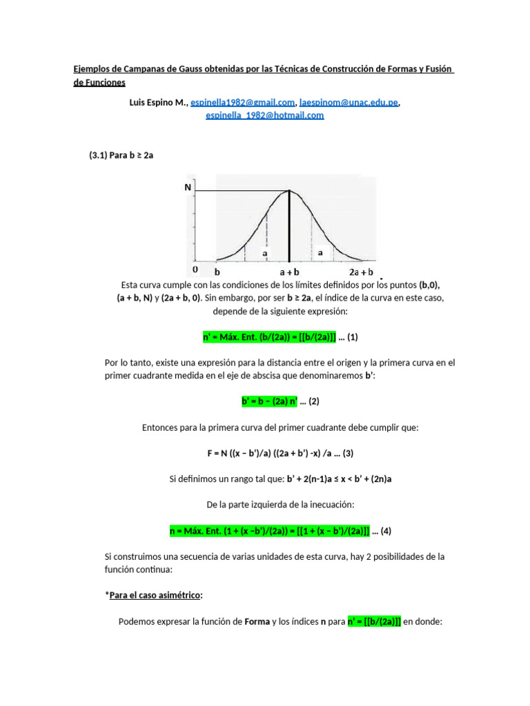 Ejemplos de Campanas de Gauss Obtenidas Por La Técnica de Construcción ...
