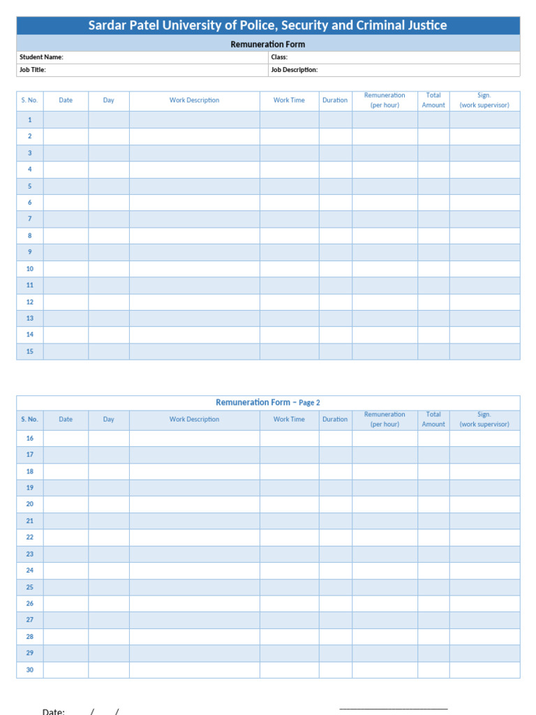 Elp Remuneration Form | PDF