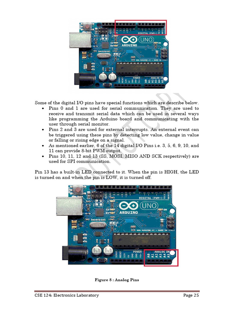 Arduino Digital I/O Pin Functions | PDF