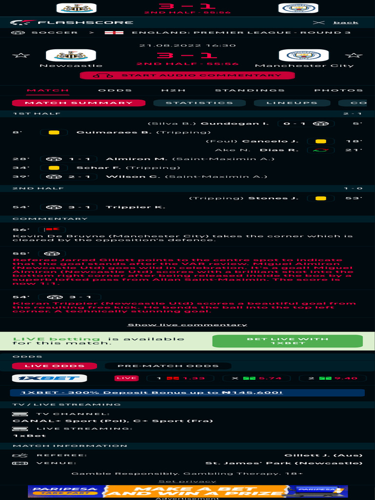 NEW 3-1 MCI Newcastle - Manchester City Match Summary | PDF ...