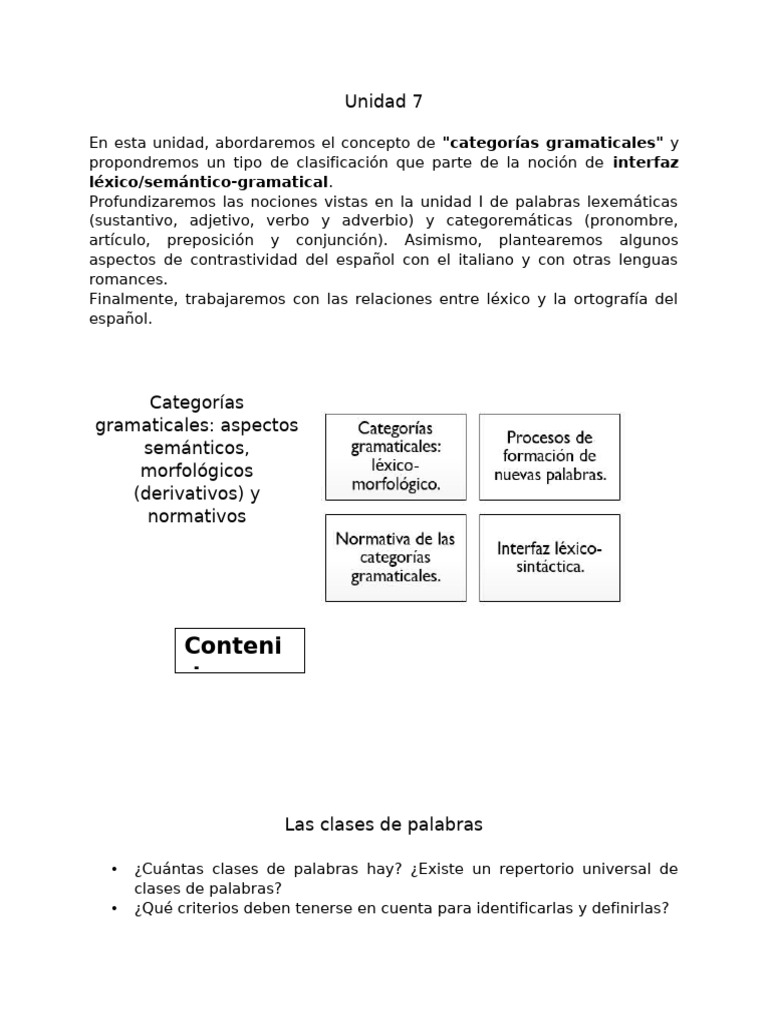 U7 - Resumen de Léxico | PDF | Palabra | Verbo
