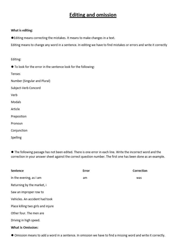 Editing and Omission | PDF