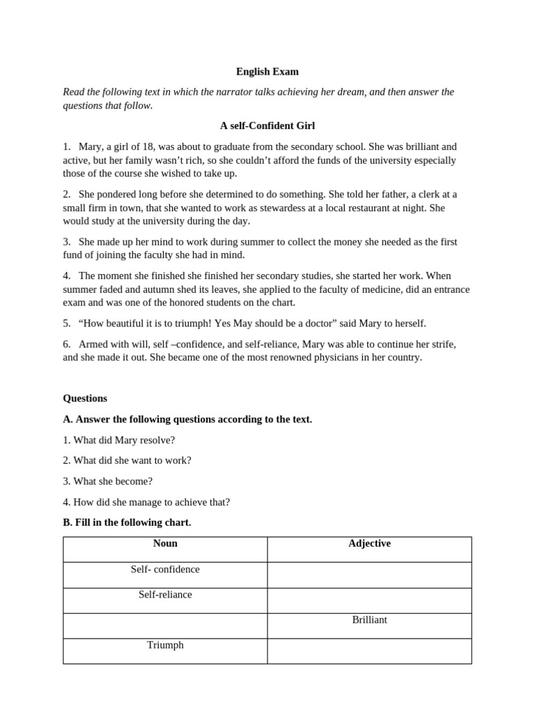 A Self Confident Girl Pdf Grammar Syntax