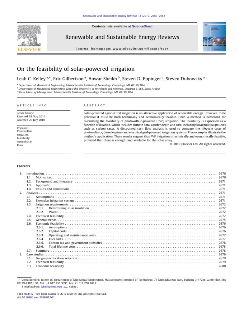 On The Feasibility of Solar Powered Irri | PDF | Photovoltaic System | Photovoltaics