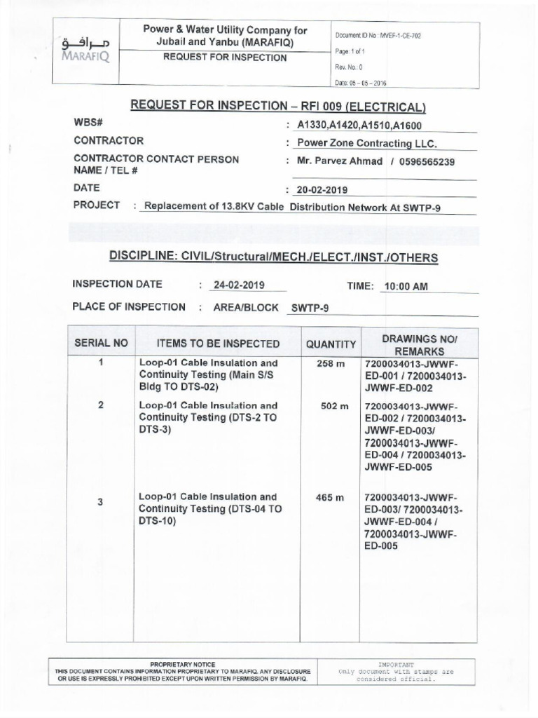 Approved RFI-009 Electrical | PDF